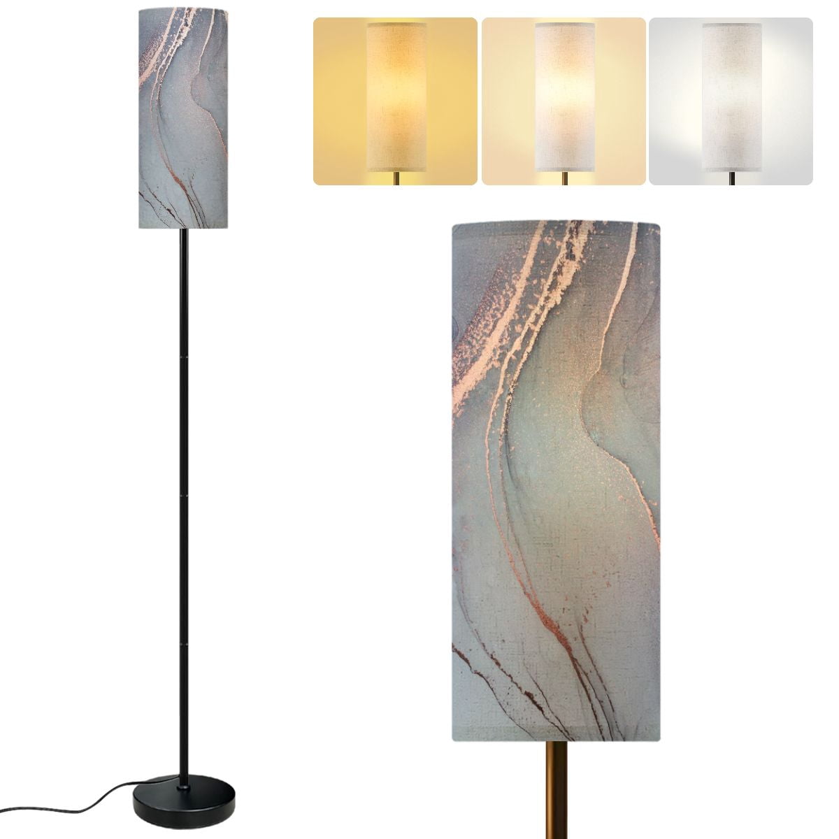 Modern Standing Floor Lamp Luxury abstract fluid art painting alcohol ...