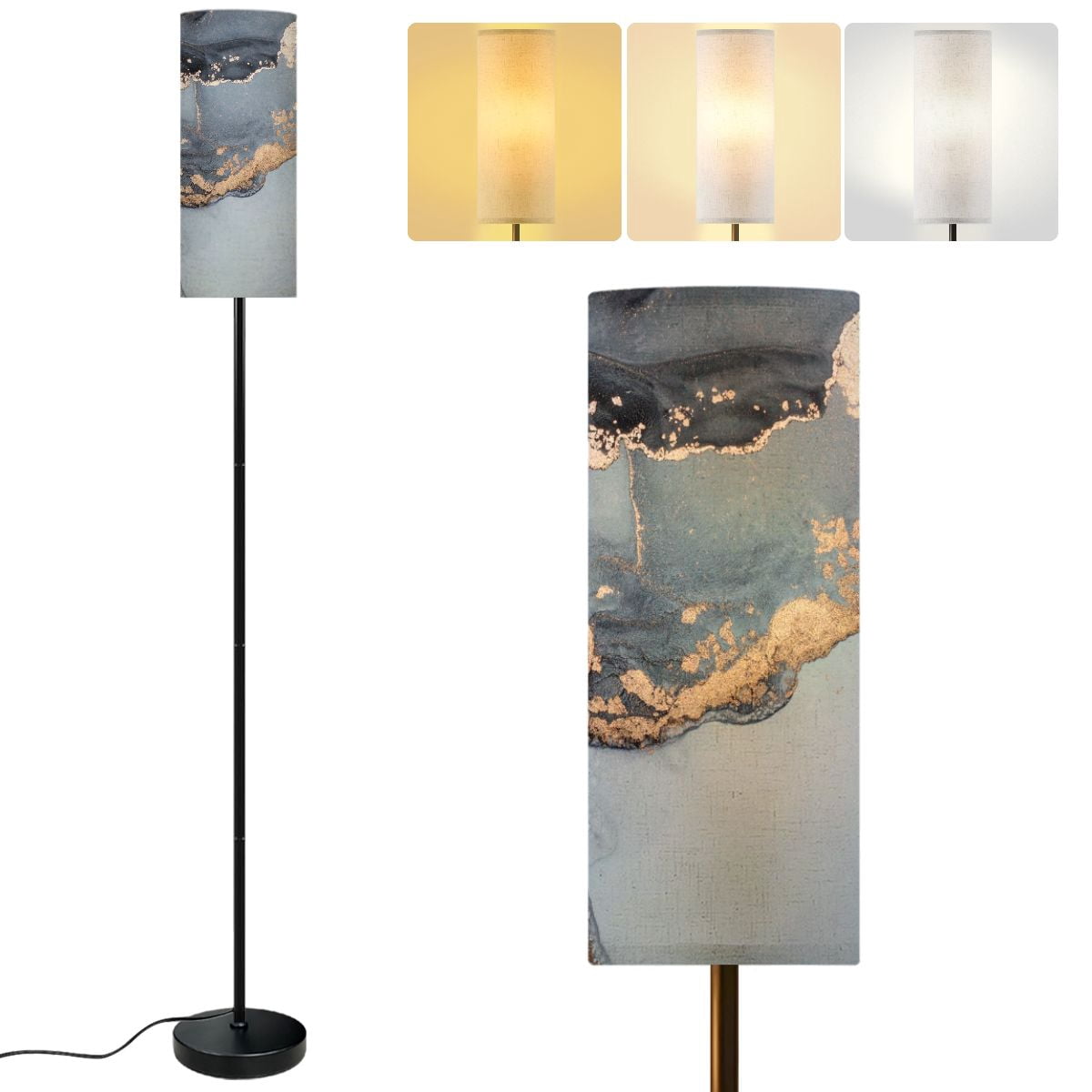 Modern Standing Floor Lamp Luxury abstract fluid art painting alcohol ...