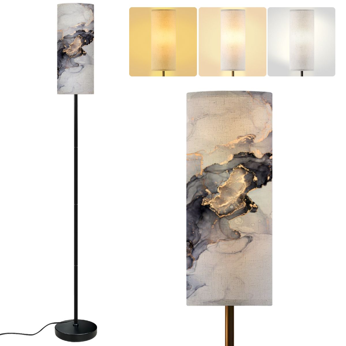 Modern Standing Floor Lamp Luxury abstract fluid art painting alcohol ...