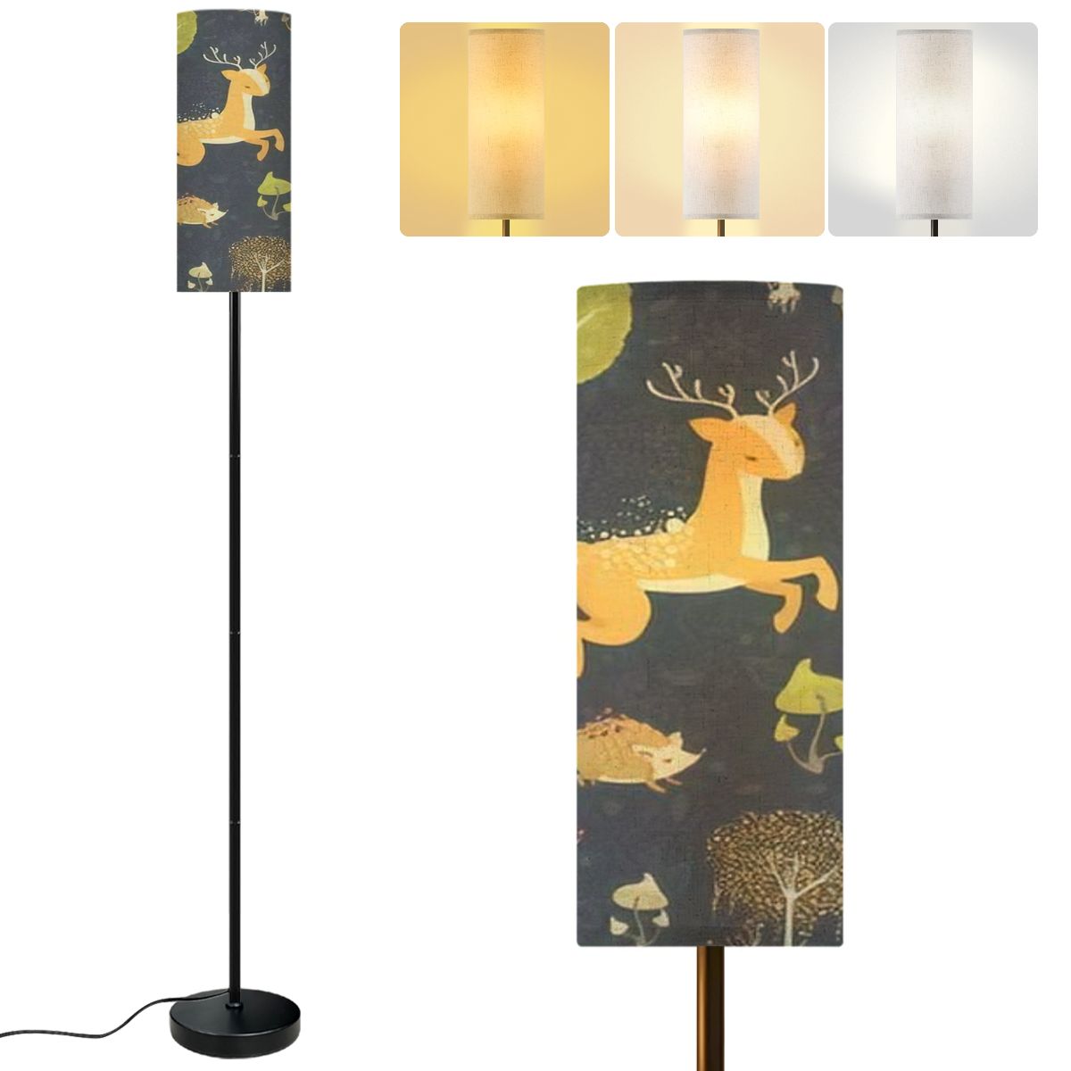 Modern Standing Floor Lamp Magic forest seamless wild animals trees ...