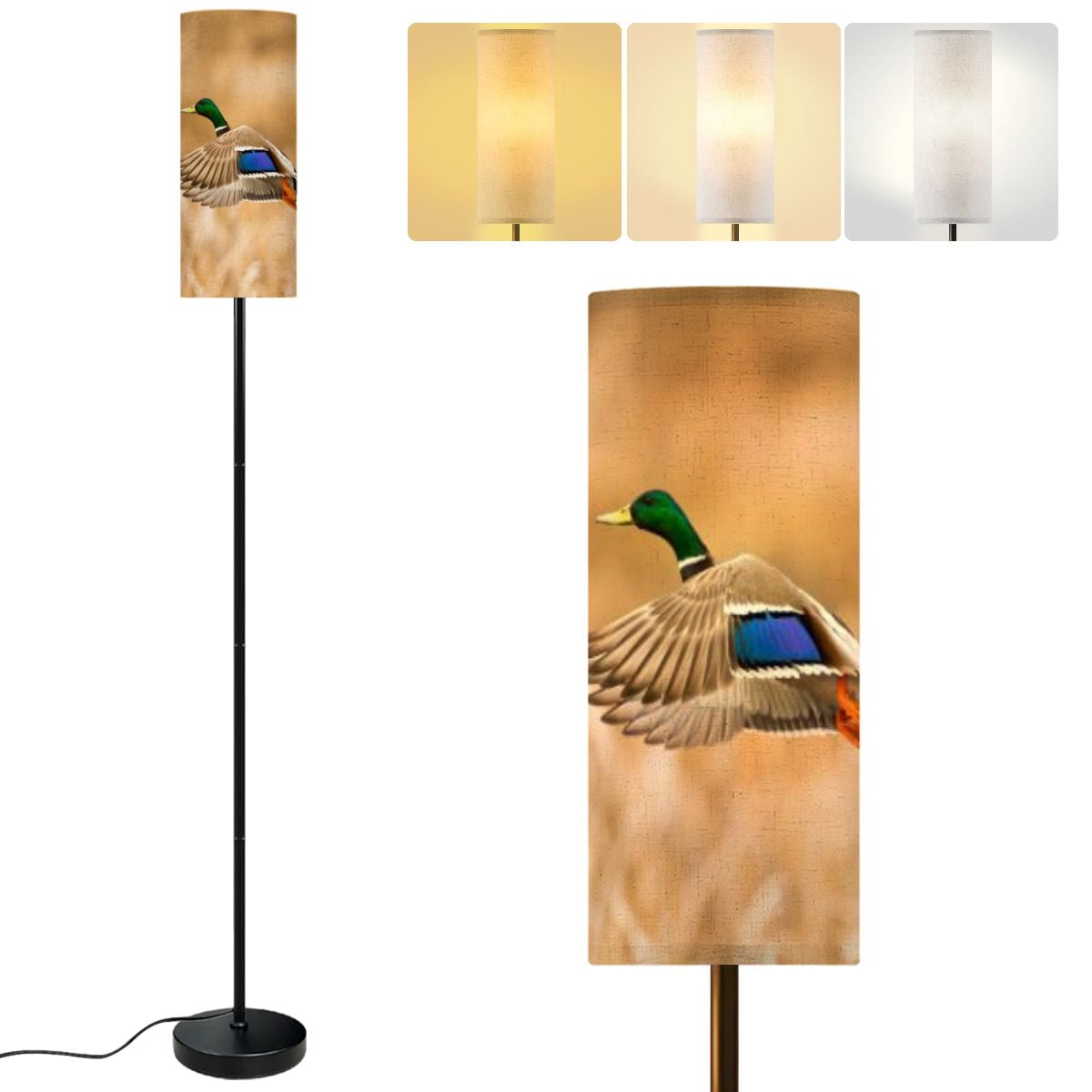 Modern Standing Floor Lamp Mallard Duck Photo Dimmable Metal Pole Lamp ...