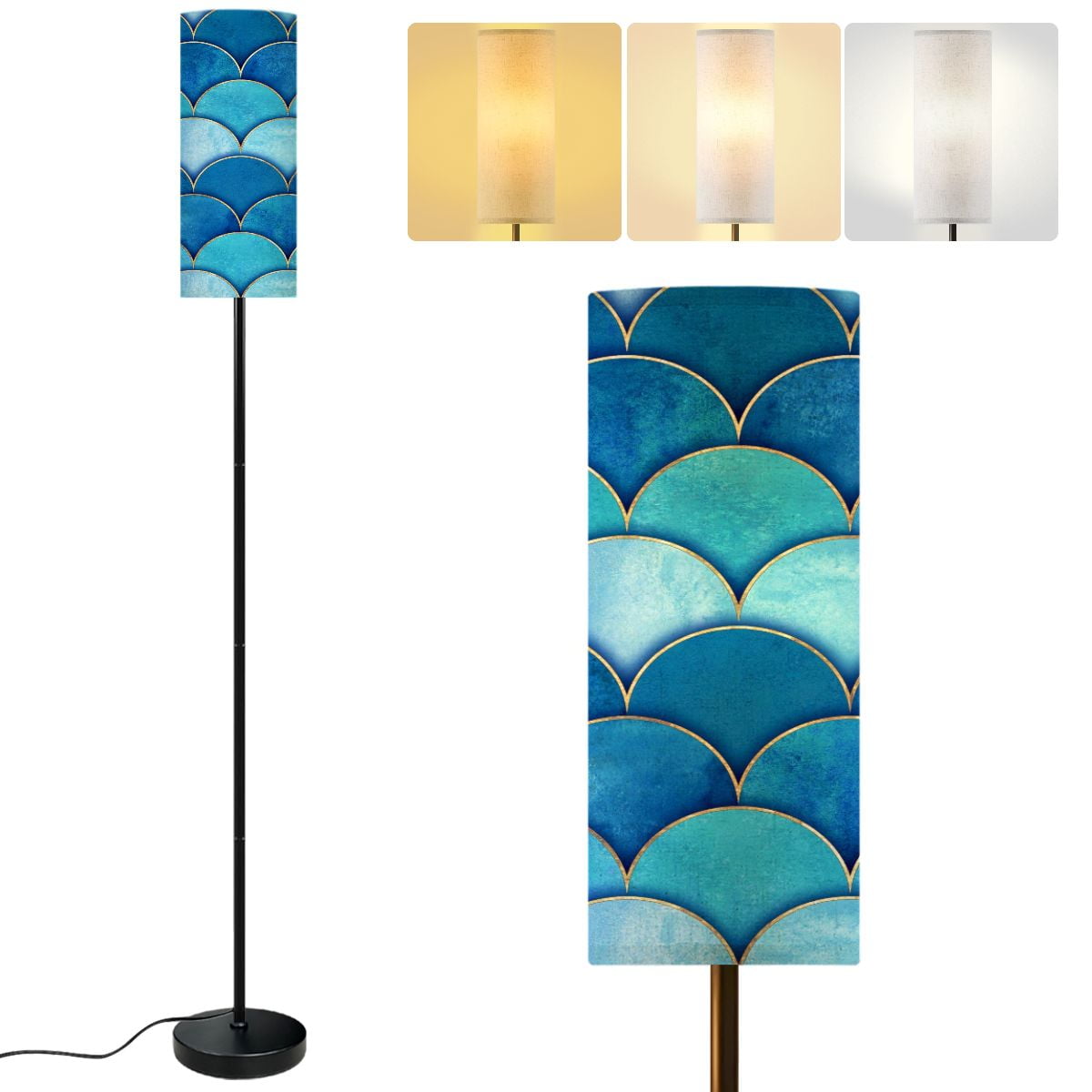 Modern Standing Floor Lamp Mermaid fish scale wave japanese magic ...