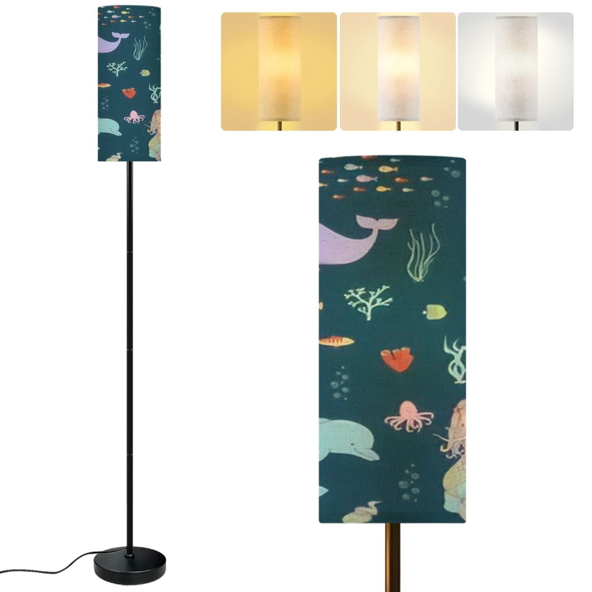 Modern Standing Floor Lamp Mermaids sea animals dark Dimmable Metal ...