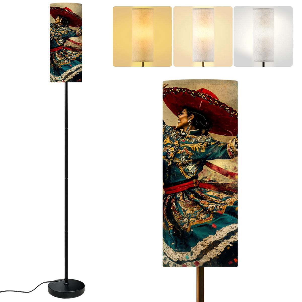 Modern Standing Floor Lamp Mexican Dance Traditional Dress Sombrero ...