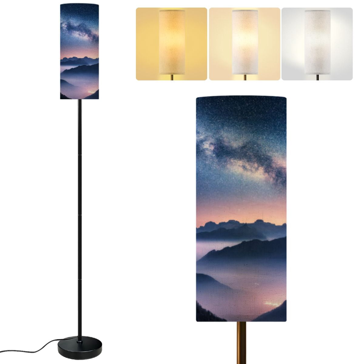Modern Standing Floor Lamp Milky Way mountains fog night summer ...