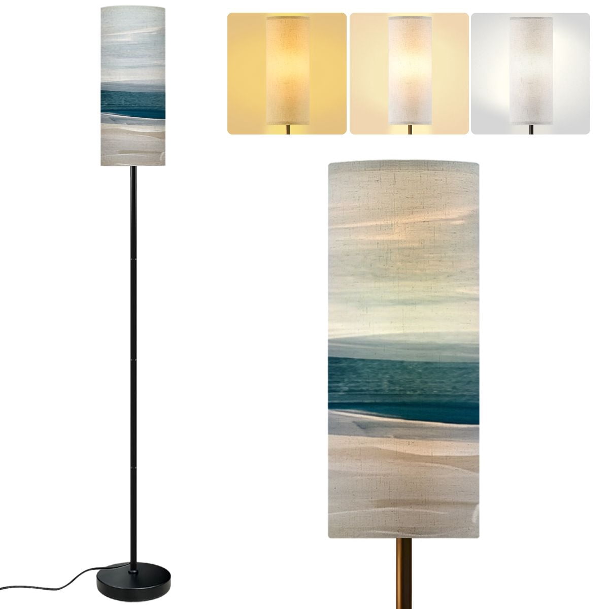 Modern Standing Floor Lamp Modern Abstract Art Beach Sea waves Dimmable ...