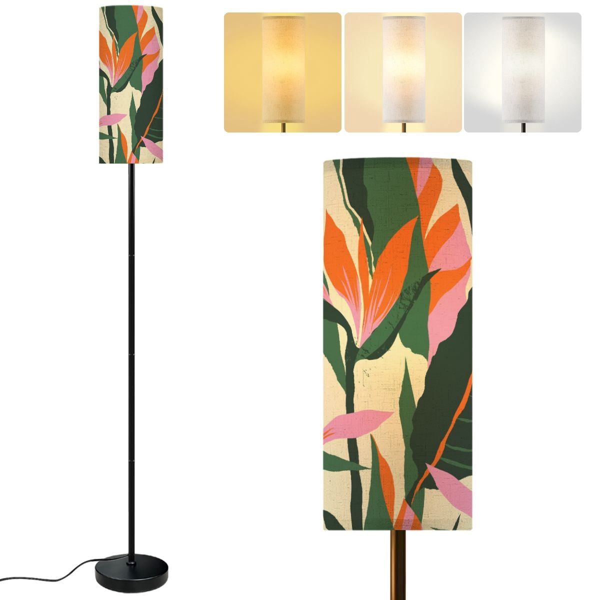 Modern Standing Floor Lamp Modern exotic jungle plants Creative collage ...