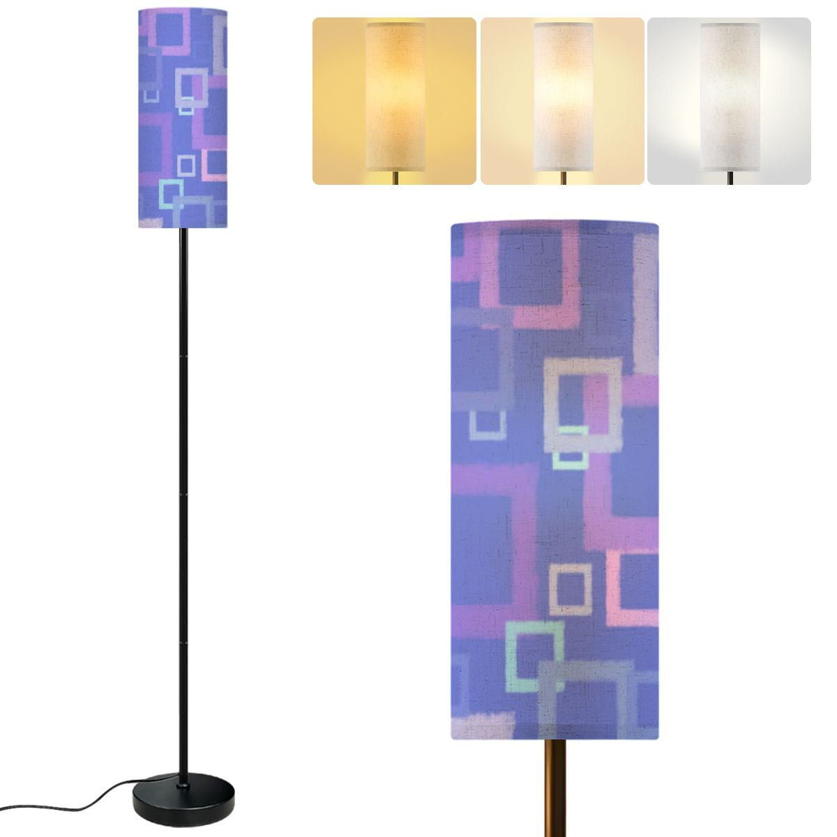 Modern Standing Floor Lamp Modern texture Dimmable Metal Pole Lamp with ...