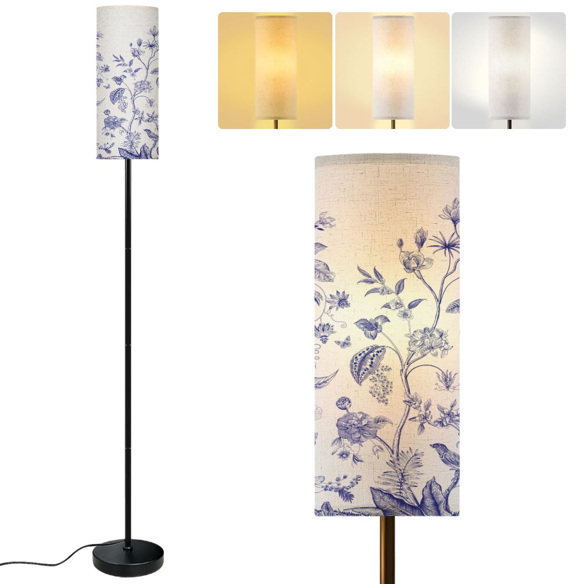 Modern Standing Floor Lamp Mural Bloom Chinoiserie inspired Vintage ...