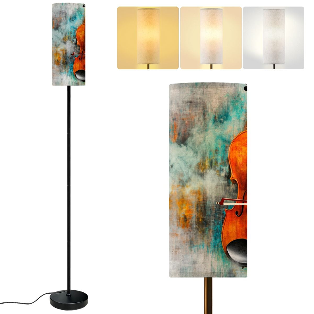 Modern Standing Floor Lamp Music Graffiti Poster Cello Instrument ...