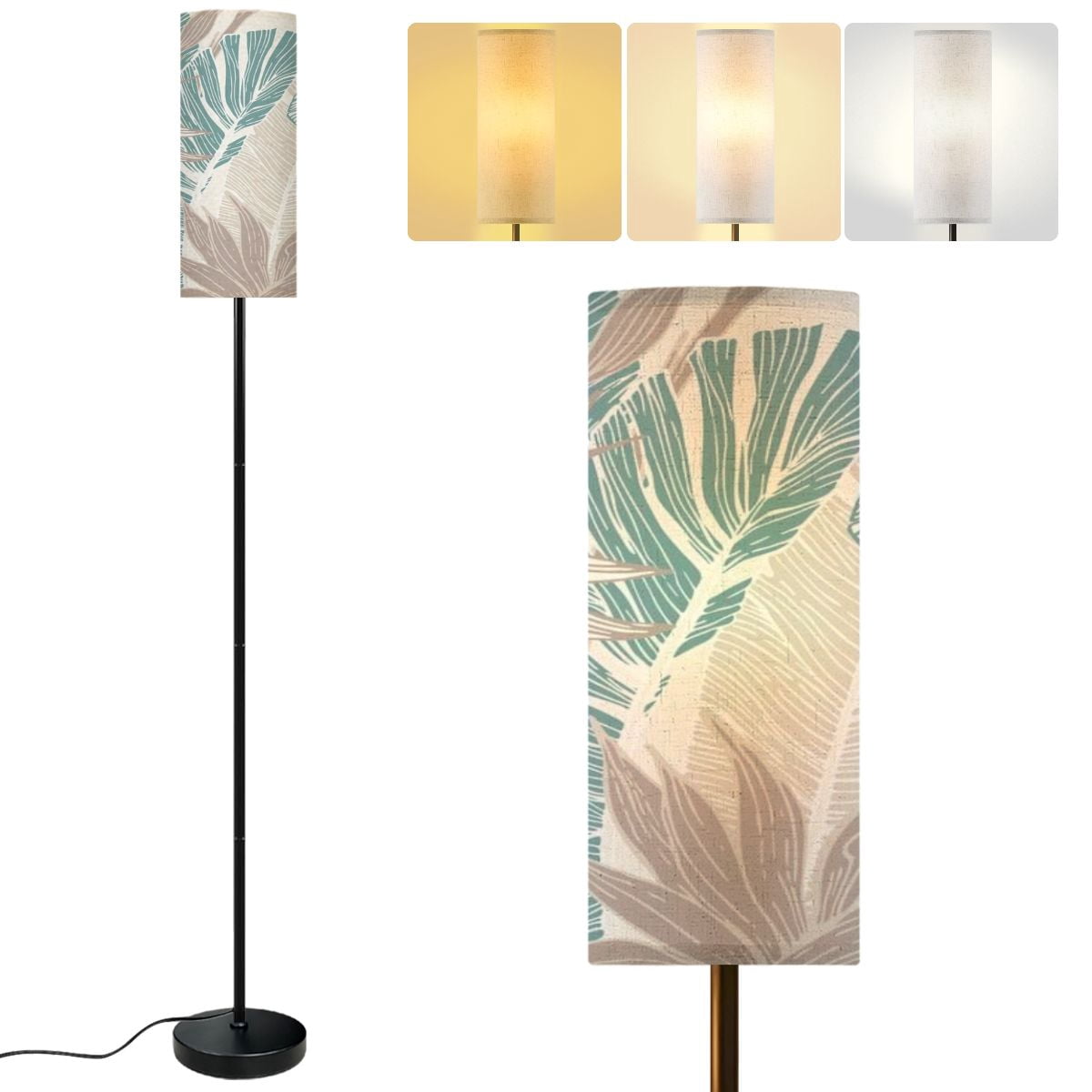 Modern Standing Floor Lamp Nature seamless Hand drawn abstract tropical ...