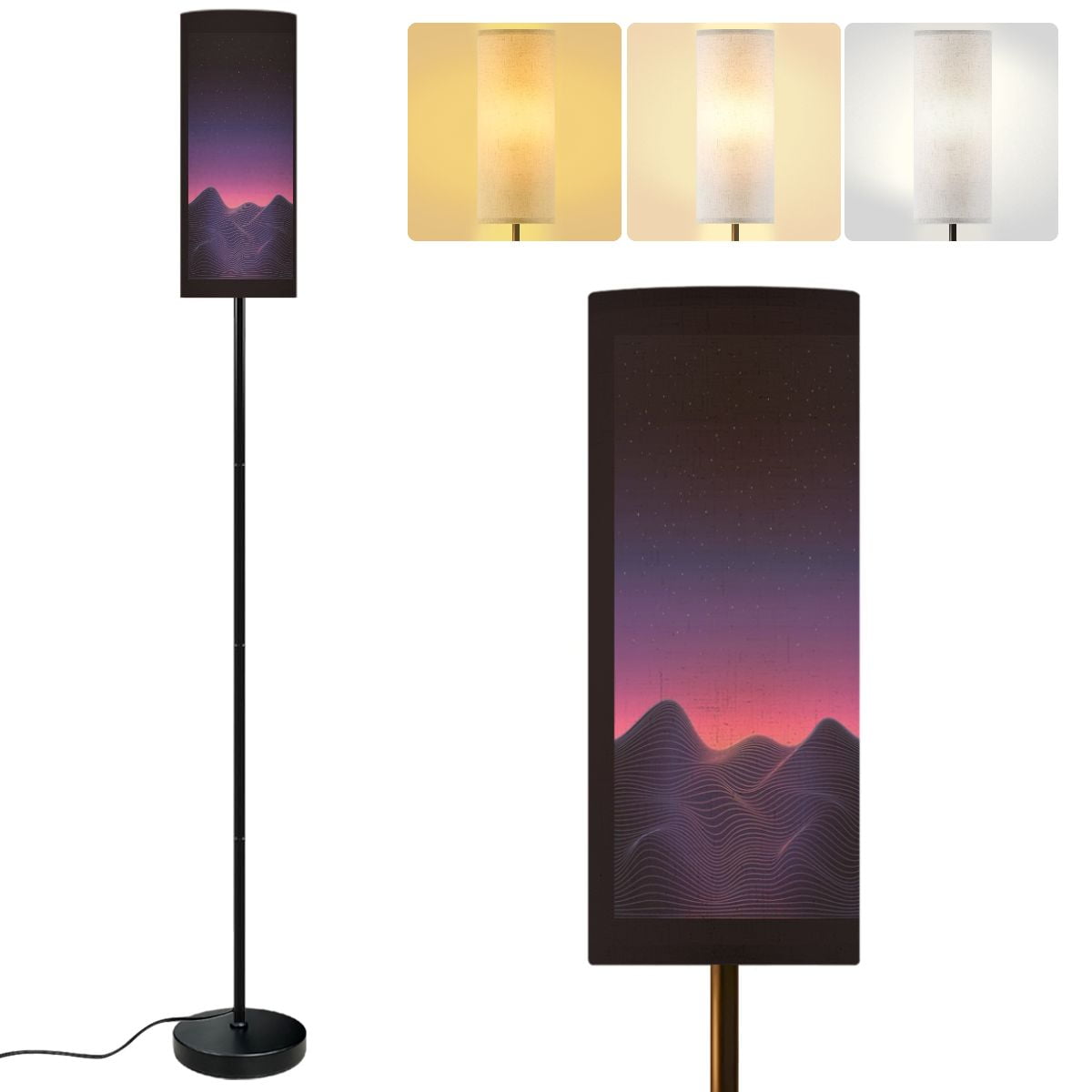 Modern Standing Floor Lamp Neon light grid landscapes Futurism ...
