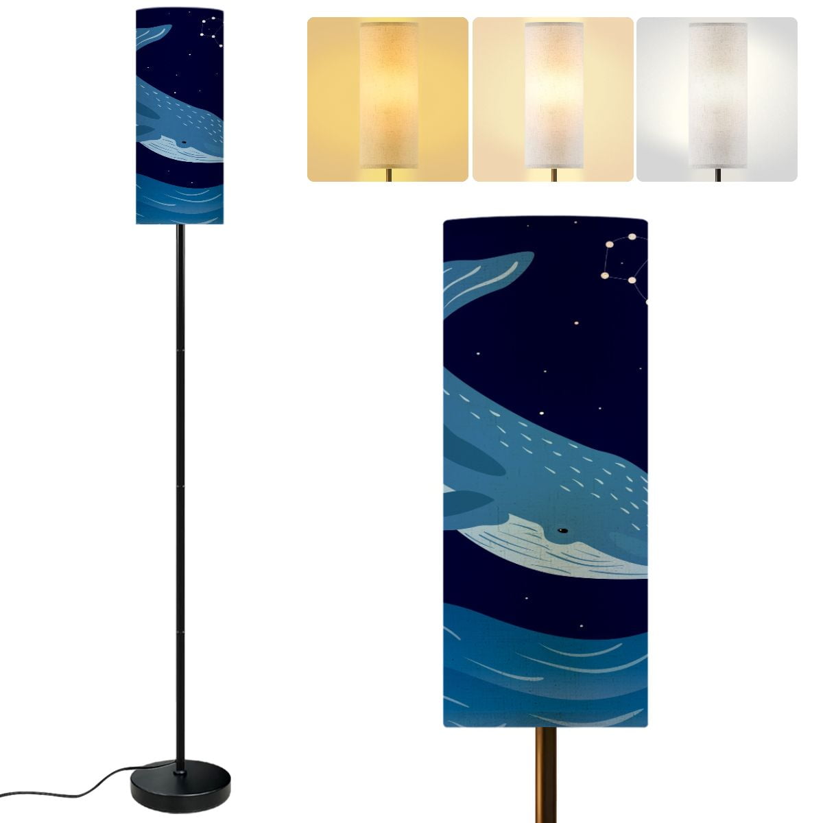 Modern Standing Floor Lamp Night sea whale starry sky Cetus ...