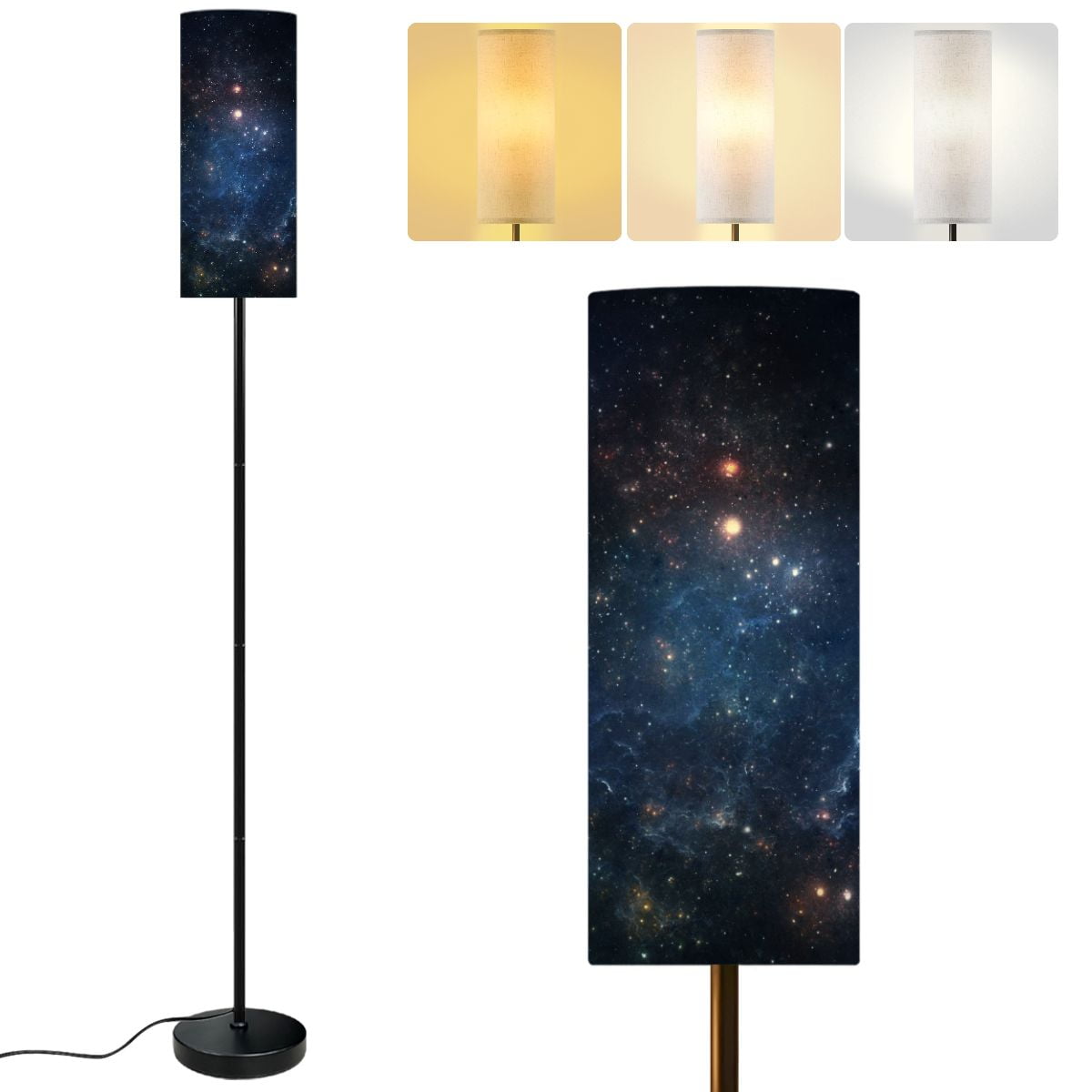 Modern Standing Floor Lamp Night sky stars nebula Dimmable Metal Pole ...