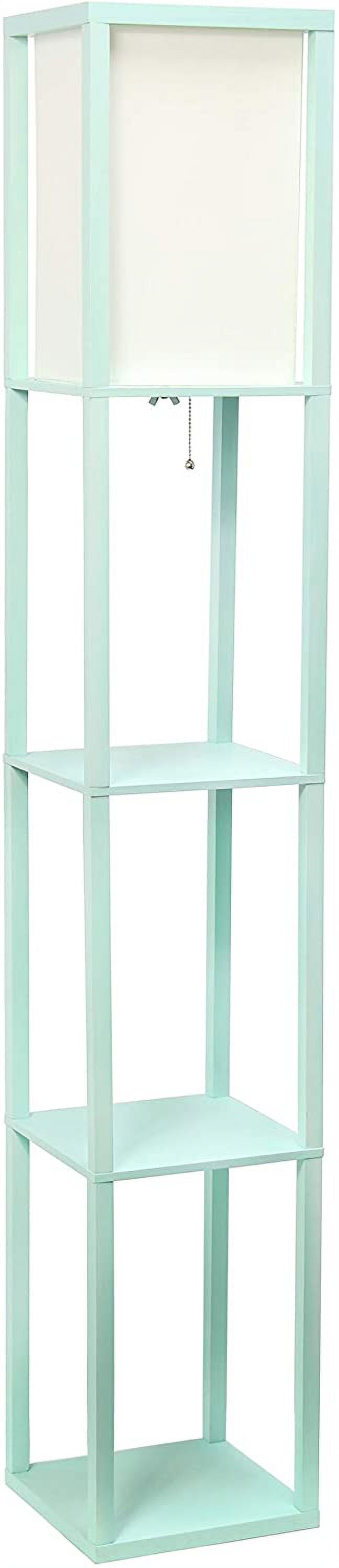Modern Standing Floor Lamp Organizer Storage Shelf with Linen Shade for ...