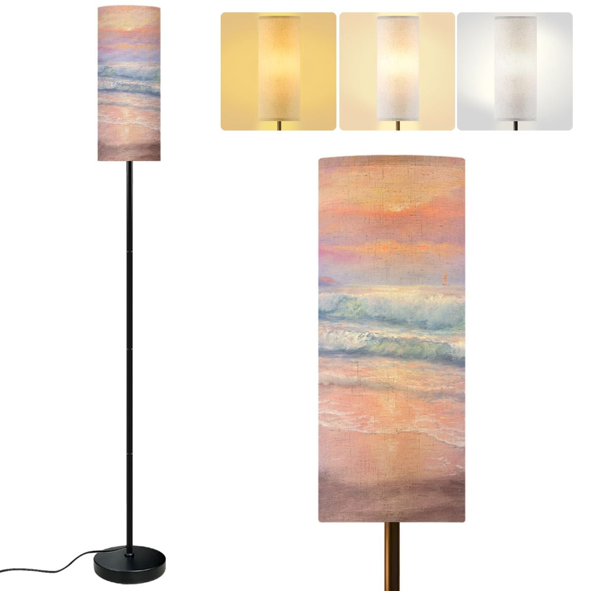 Modern Standing Floor Lamp Original oil painting beautiful purple ...