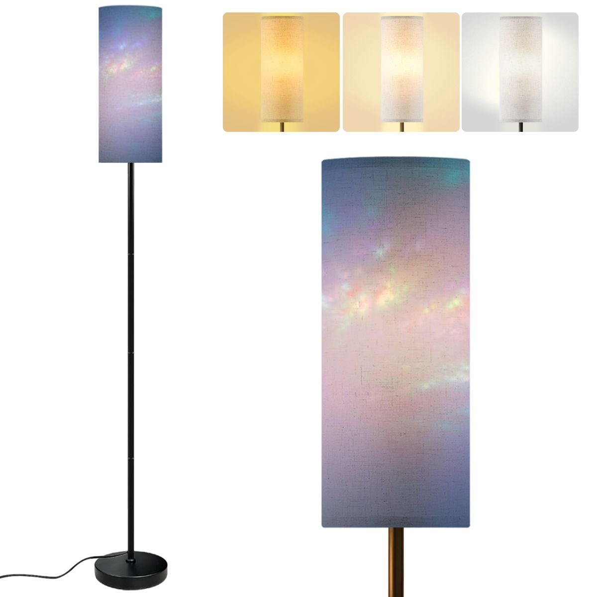 Modern Standing Floor Lamp Painted summer sky Dimmable Metal Pole Lamp ...