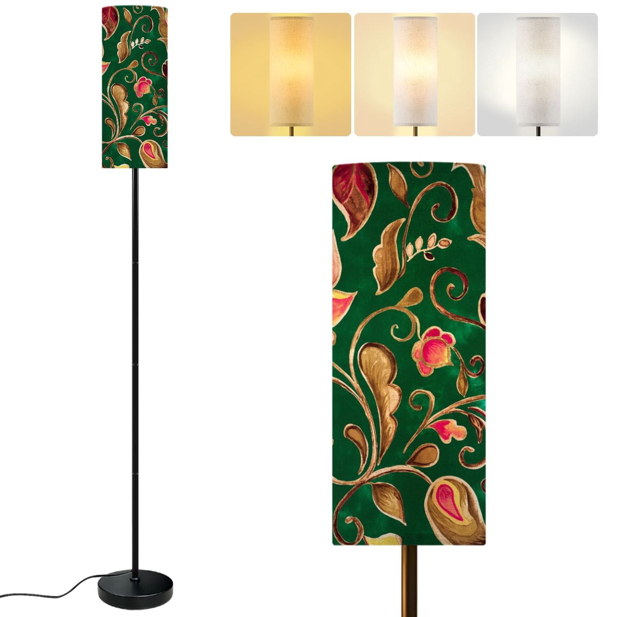 Modern Standing Floor Lamp Paisley watercolor floral pattern tile ...