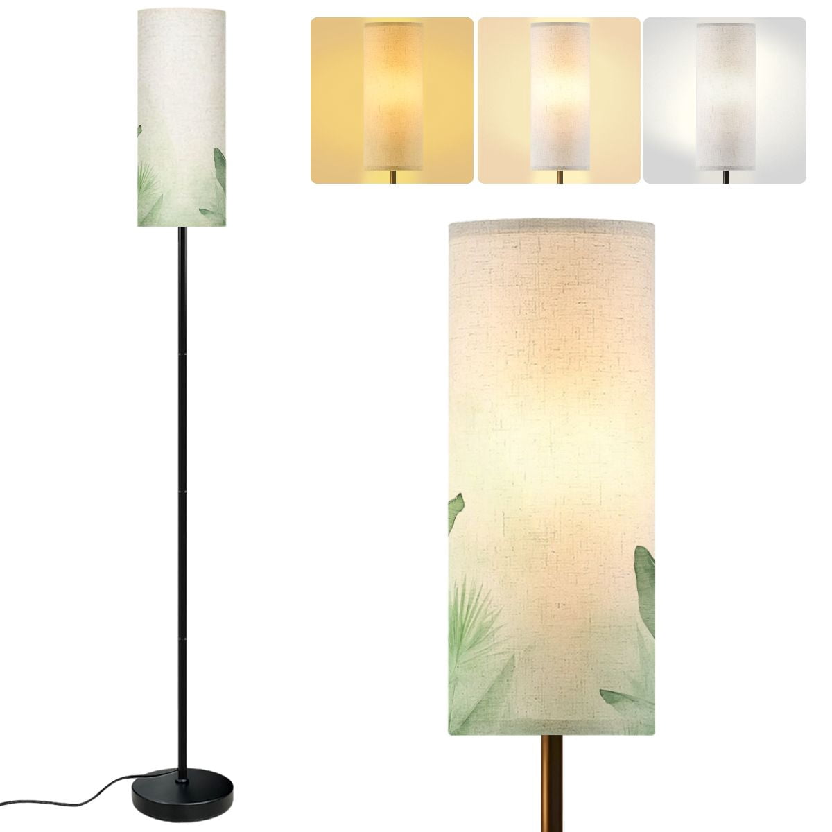 Modern Standing Floor Lamp Palm Botanical Banana Leaves Tropical Plants ...