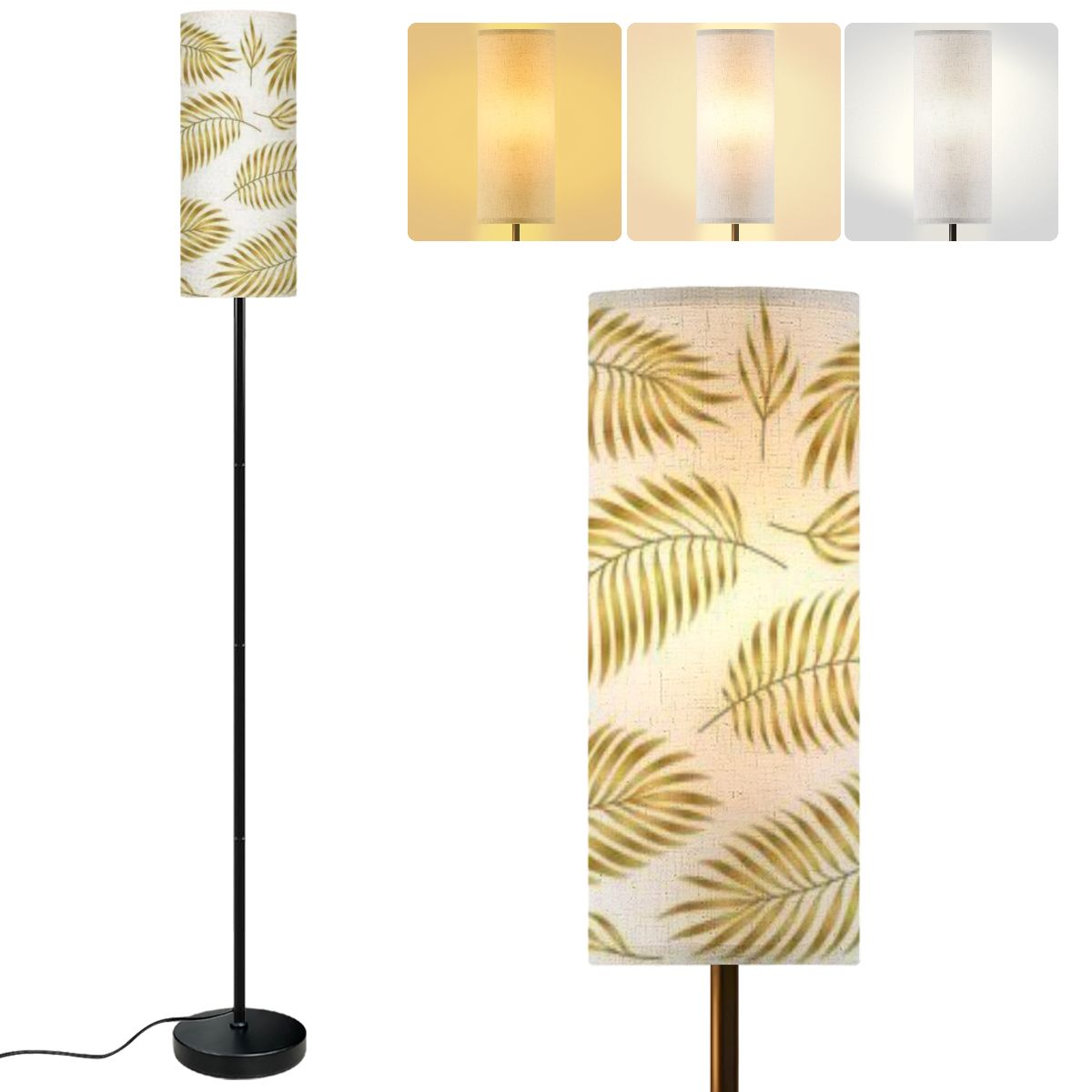 Modern Standing Floor Lamp Palm golden leaves Jungle gold foliage set ...