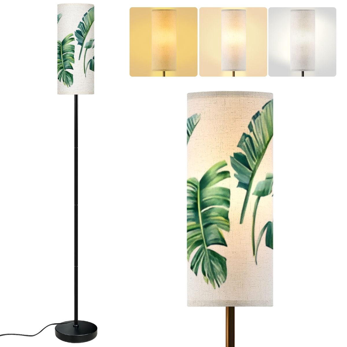 Modern Standing Floor Lamp Palm leaves summer set watercolor botanical ...