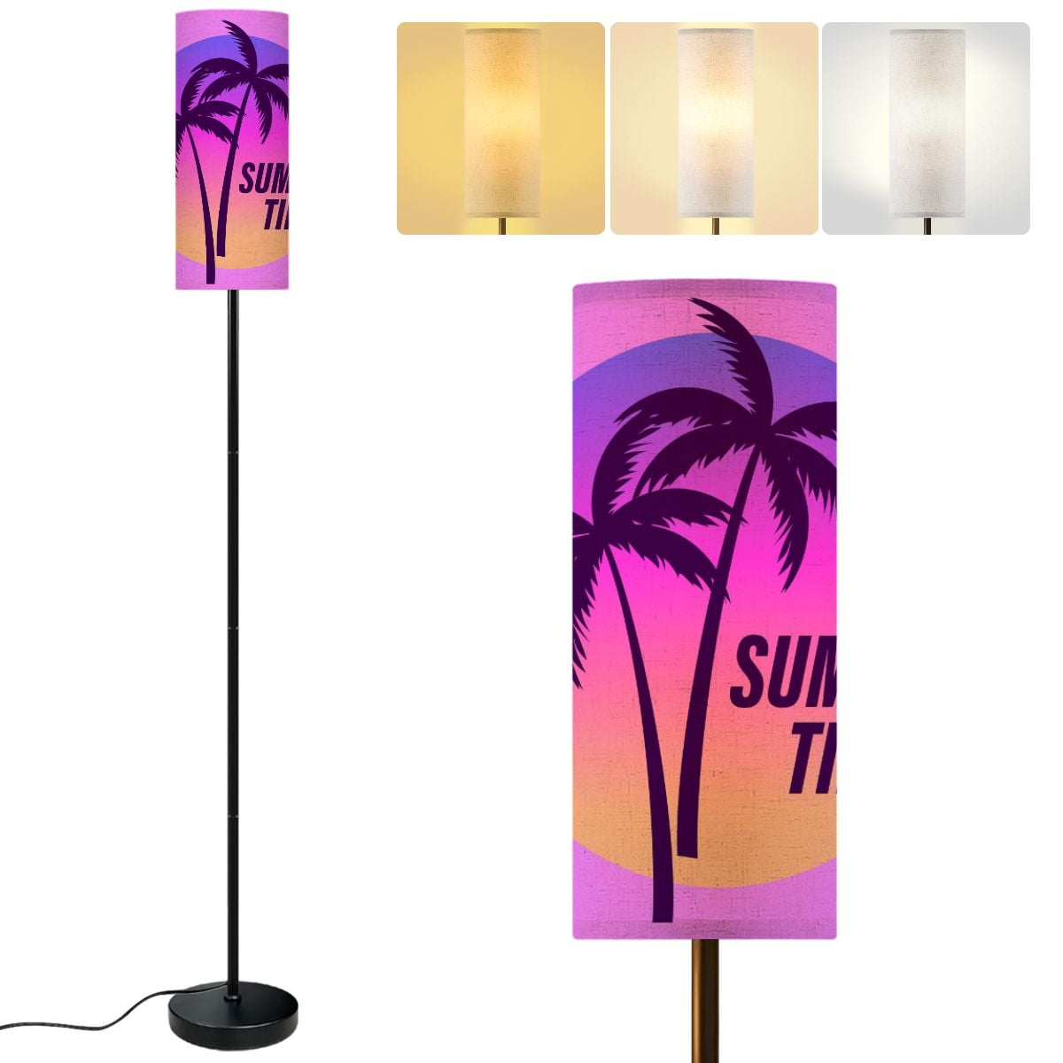 Modern Standing Floor Lamp Palm trees against gradient sun style 80s ...