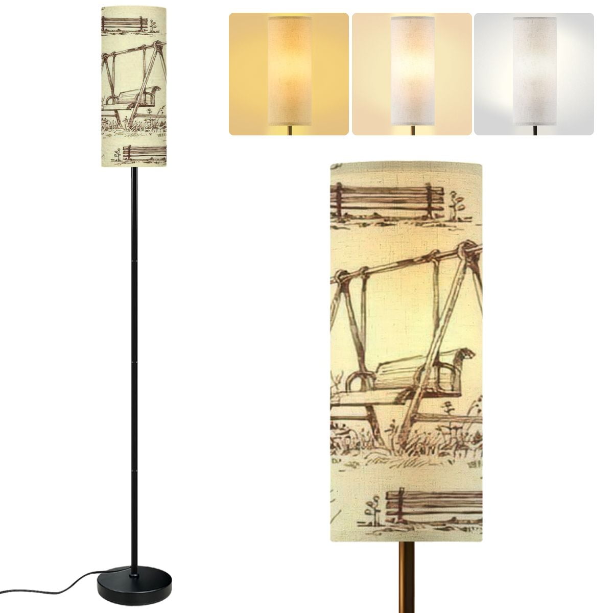 Modern Standing Floor Lamp Park playground seamless Dimmable Metal Pole ...