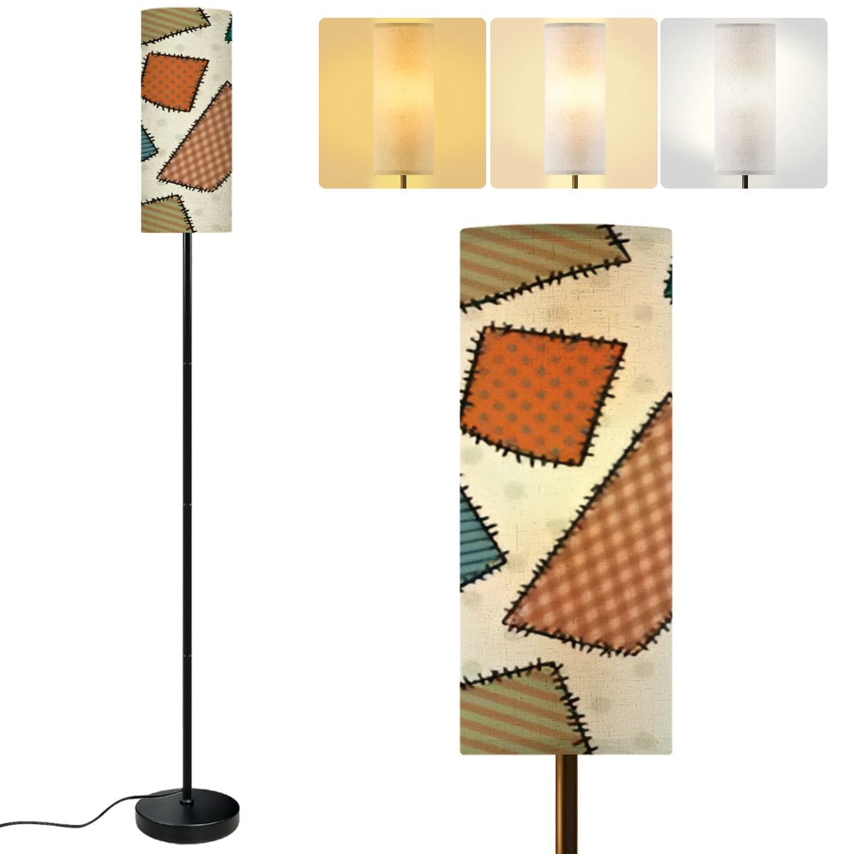 Modern Standing Floor Lamp Patchwork ornament sewing cloth patches ...