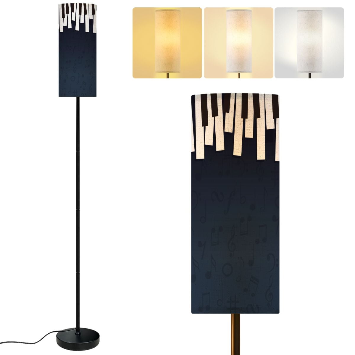 Modern Standing Floor Lamp Piano day keyboard keys Musical symbol for ...