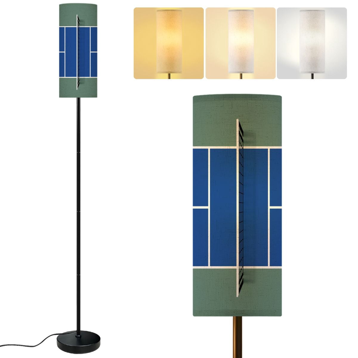 Modern Standing Floor Lamp Pickleball field Top view grid shadow ...