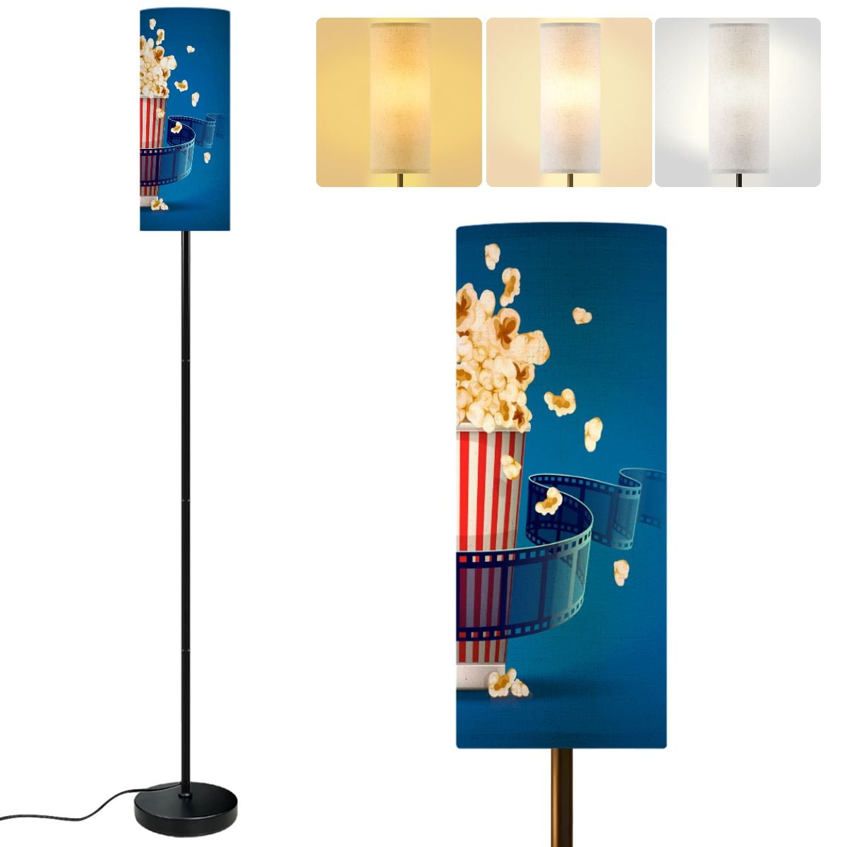 Modern Standing Floor Lamp Popcorn for cinema film tape blue Dimmable ...
