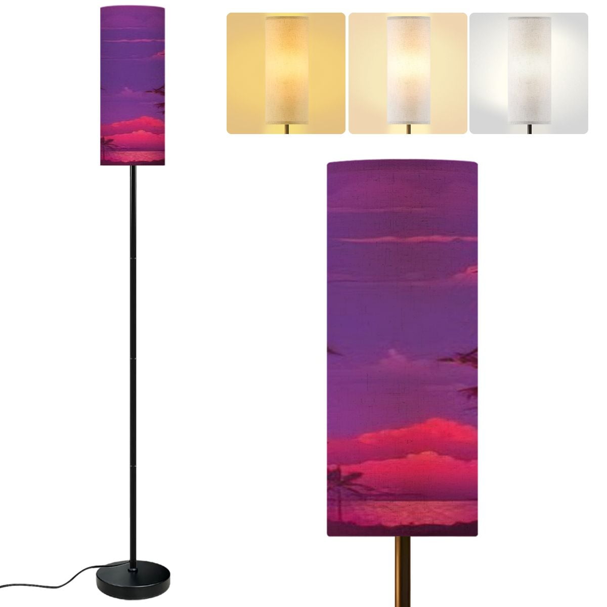 Modern Standing Floor Lamp Poster sunset coconut palms reflection ...
