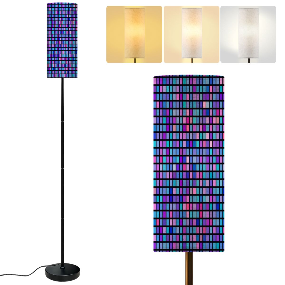Modern Standing Floor Lamp Purple disco party seamless pattern Square ...