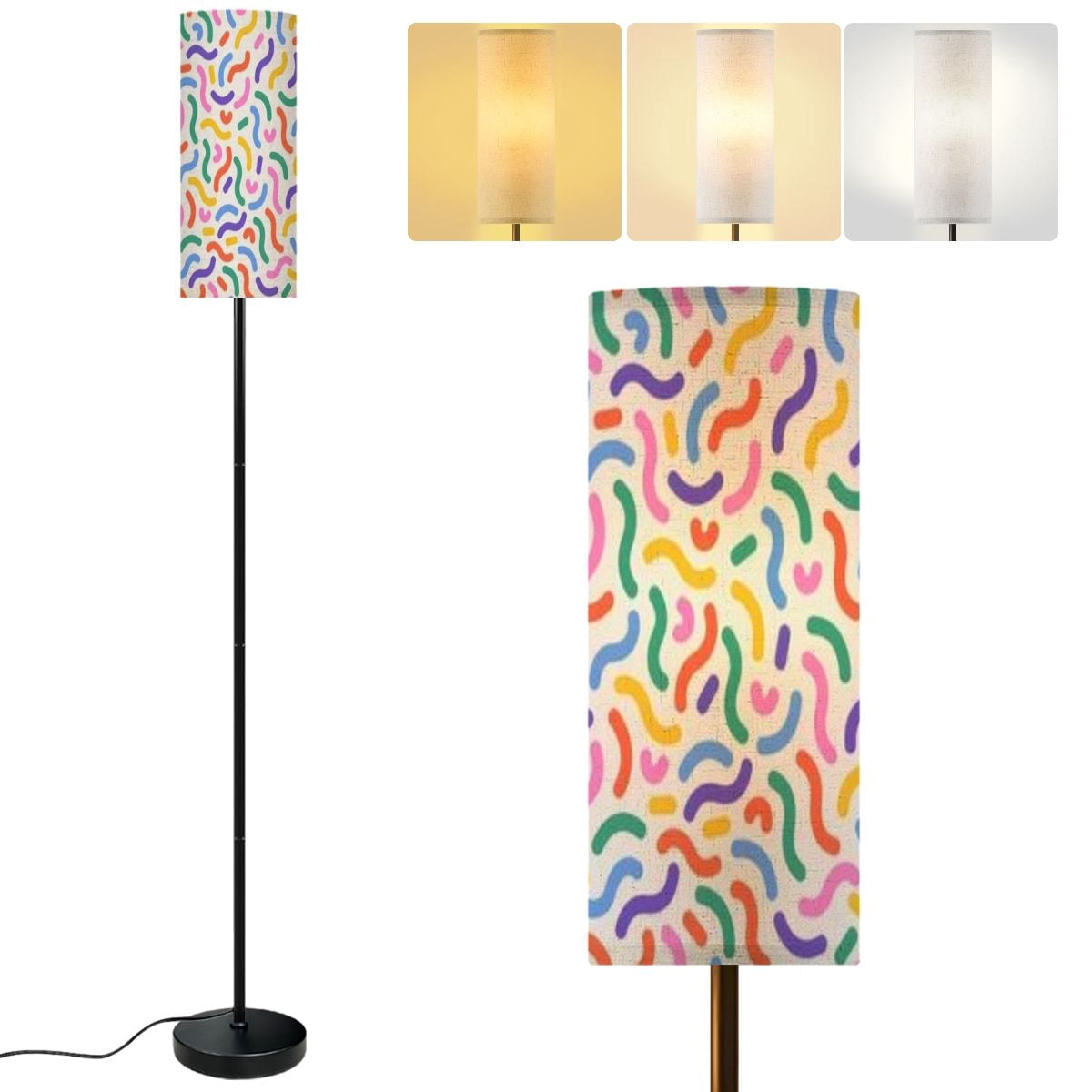 Modern Standing Floor Lamp Rainbow cake sprinkle pattern 80s Birthday ...