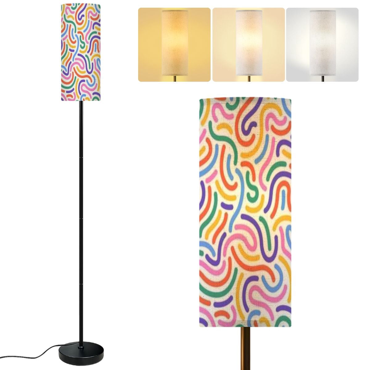 Modern Standing Floor Lamp Rainbow cake sprinkle pattern style Funky ...