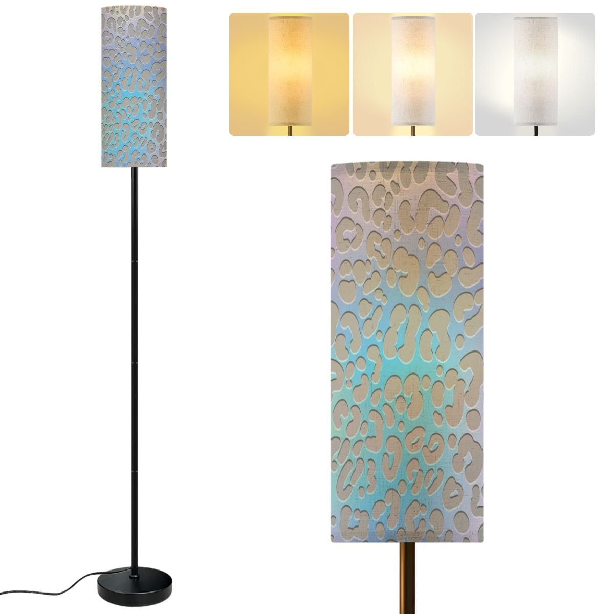 Modern Standing Floor Lamp Rainbow leopard Holographic foil cheetah ...