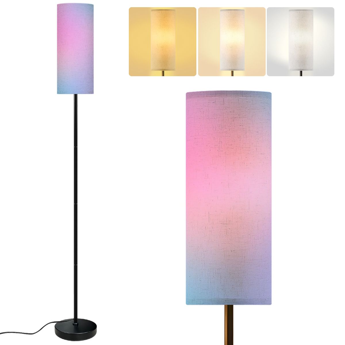 Modern Standing Floor Lamp Rainbow light colored empty Watercolor pink ...