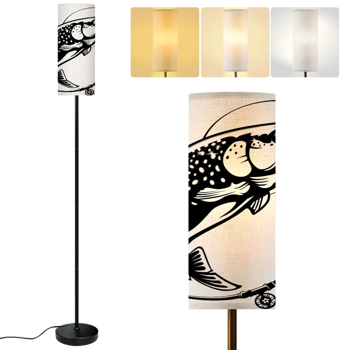 Modern Standing Floor Lamp Rainbow trout fish jumping out water Salmon ...