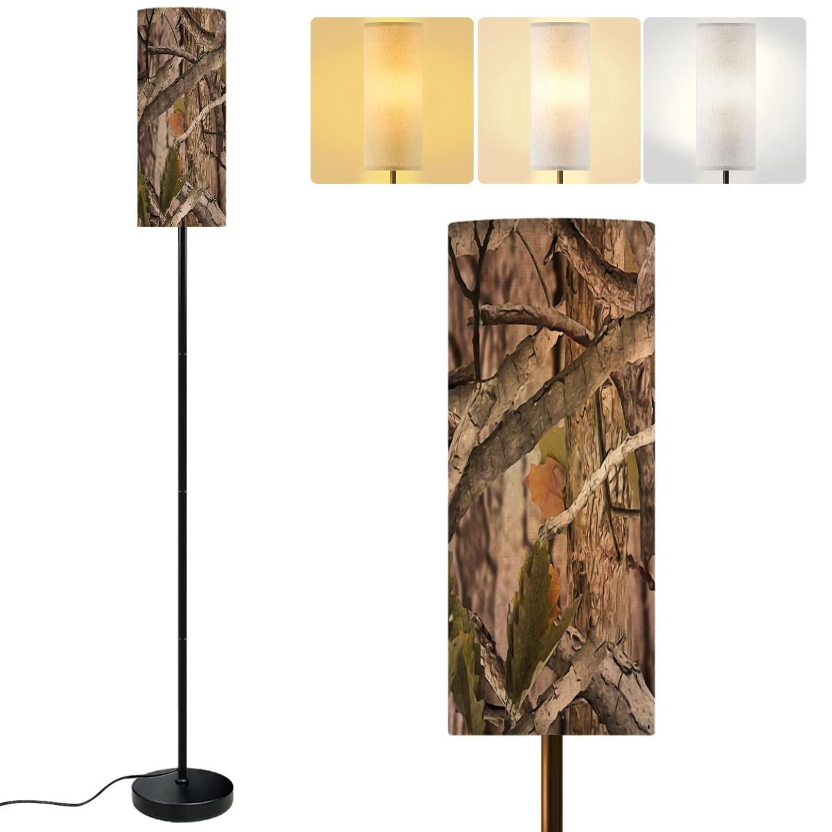 Modern Standing Floor Lamp Realistic forest camouflage Seamless pattern ...