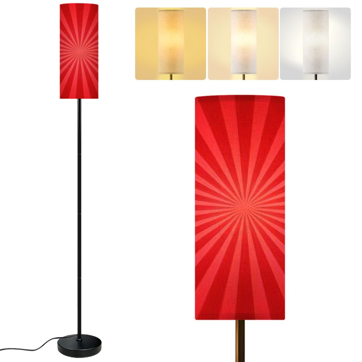 Modern Standing Floor Lamp Red shiny starburst Sunburst abstract ...
