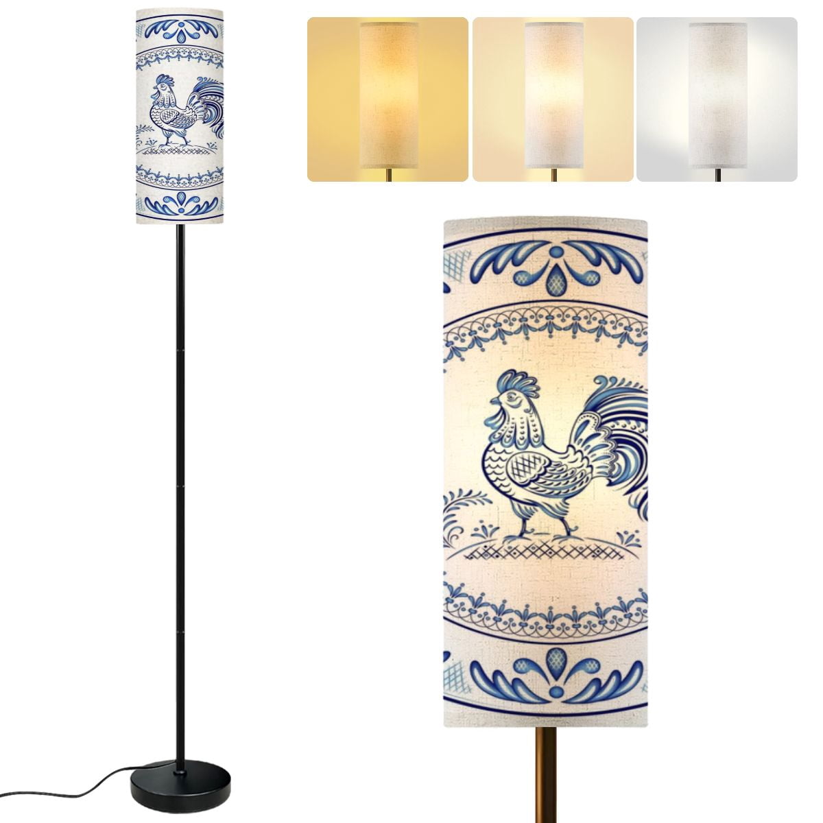 Modern Standing Floor Lamp Russian traditional Gzhel paintings ...