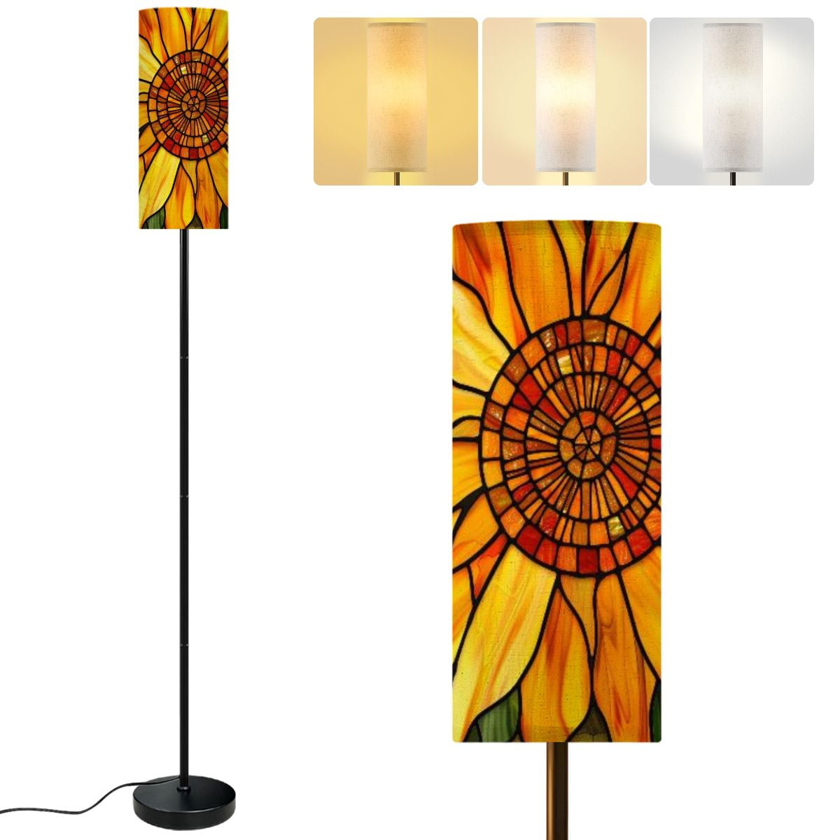 Modern Standing Floor Lamp Rustic Sunflower Stained Glass Window ...