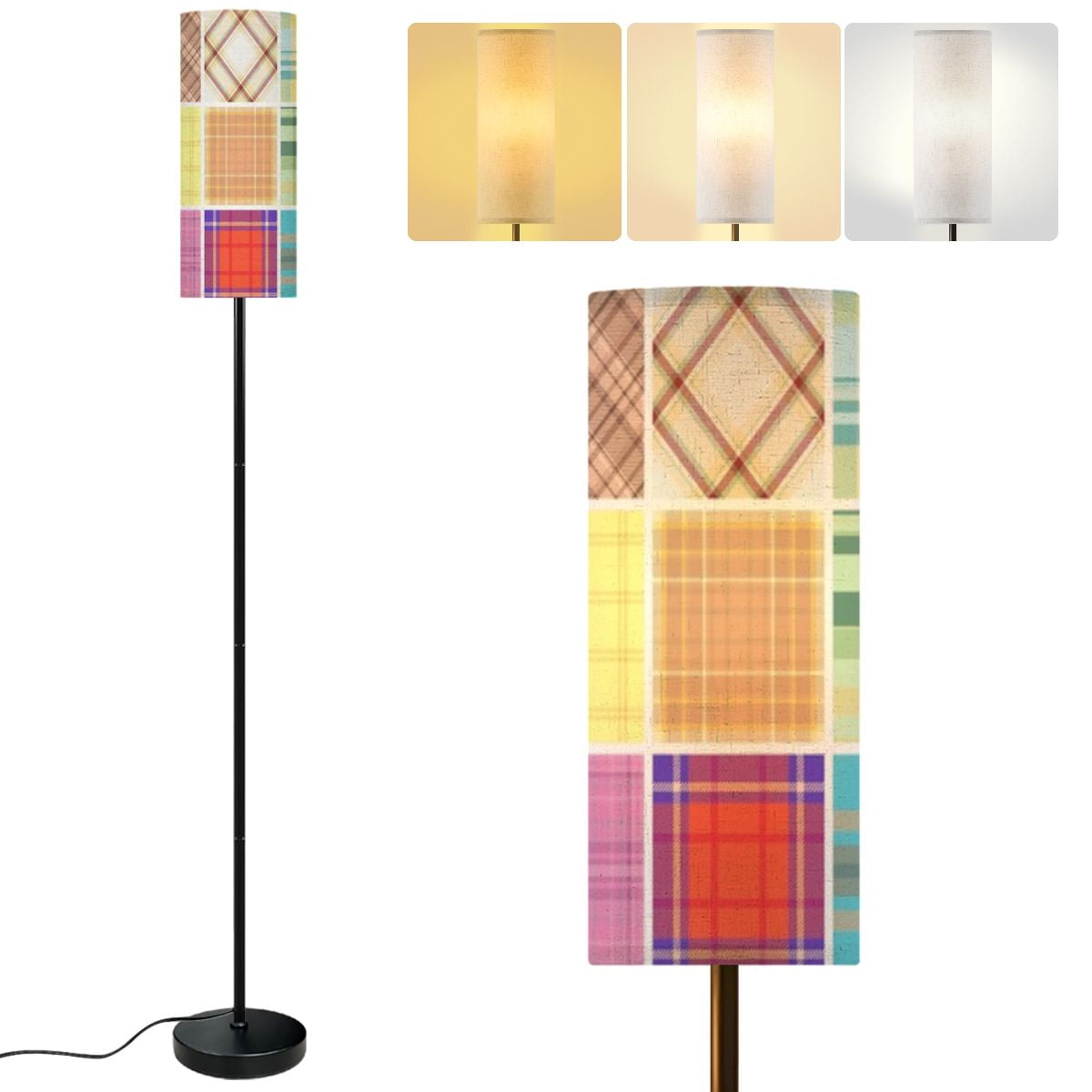 Modern Standing Floor Lamp Rustic plaid patterns earthy tones for ...