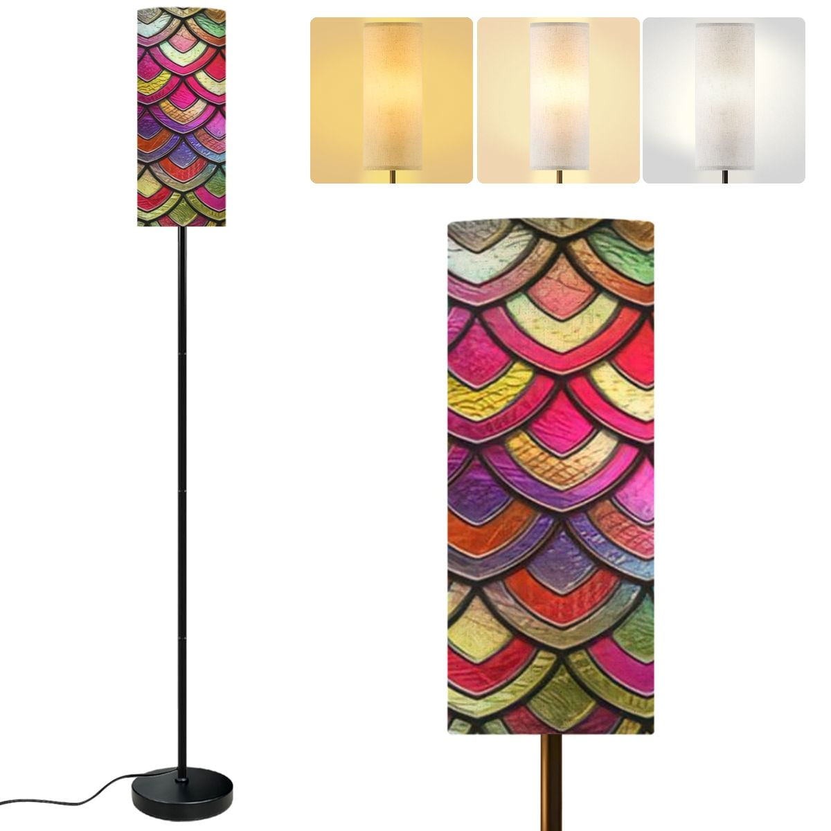 Modern Standing Floor Lamp Scales fish pattern glass stained glass ...