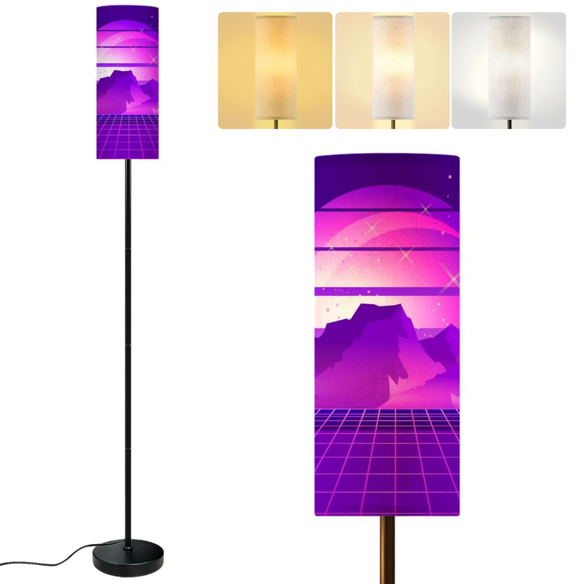 Modern Standing Floor Lamp Sci fi sunrise style retro grazing waves 80s ...