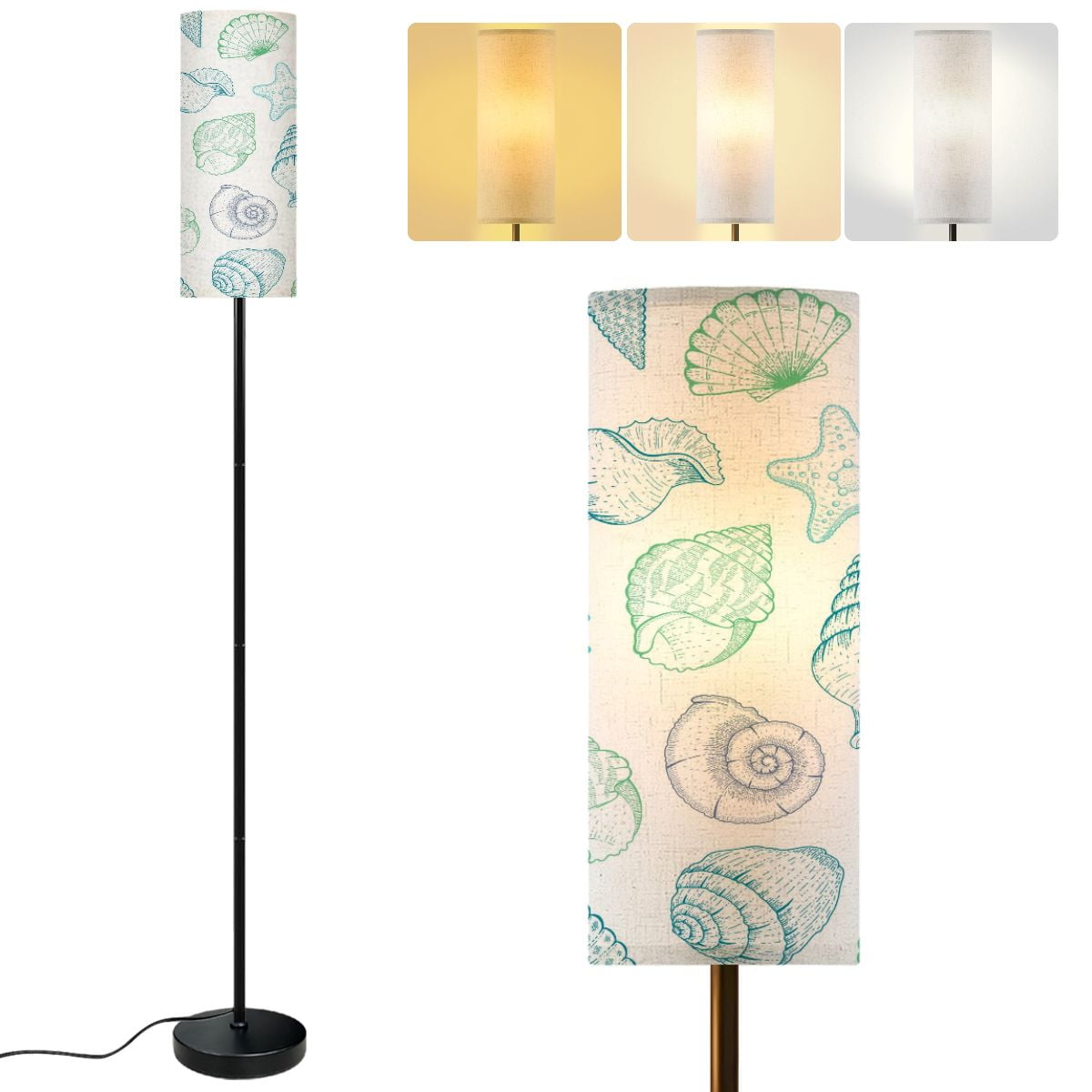 Modern Standing Floor Lamp Sea Shell Pattern Seashell seamless Ocean ...