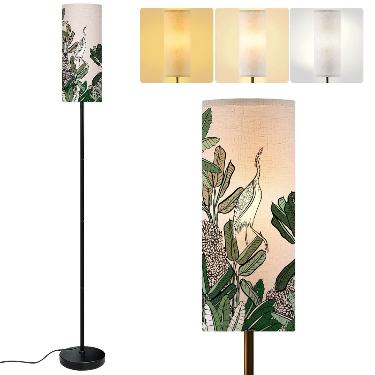 Modern Standing Floor Lamp Seamless Border Tropical Jungle Forest ...
