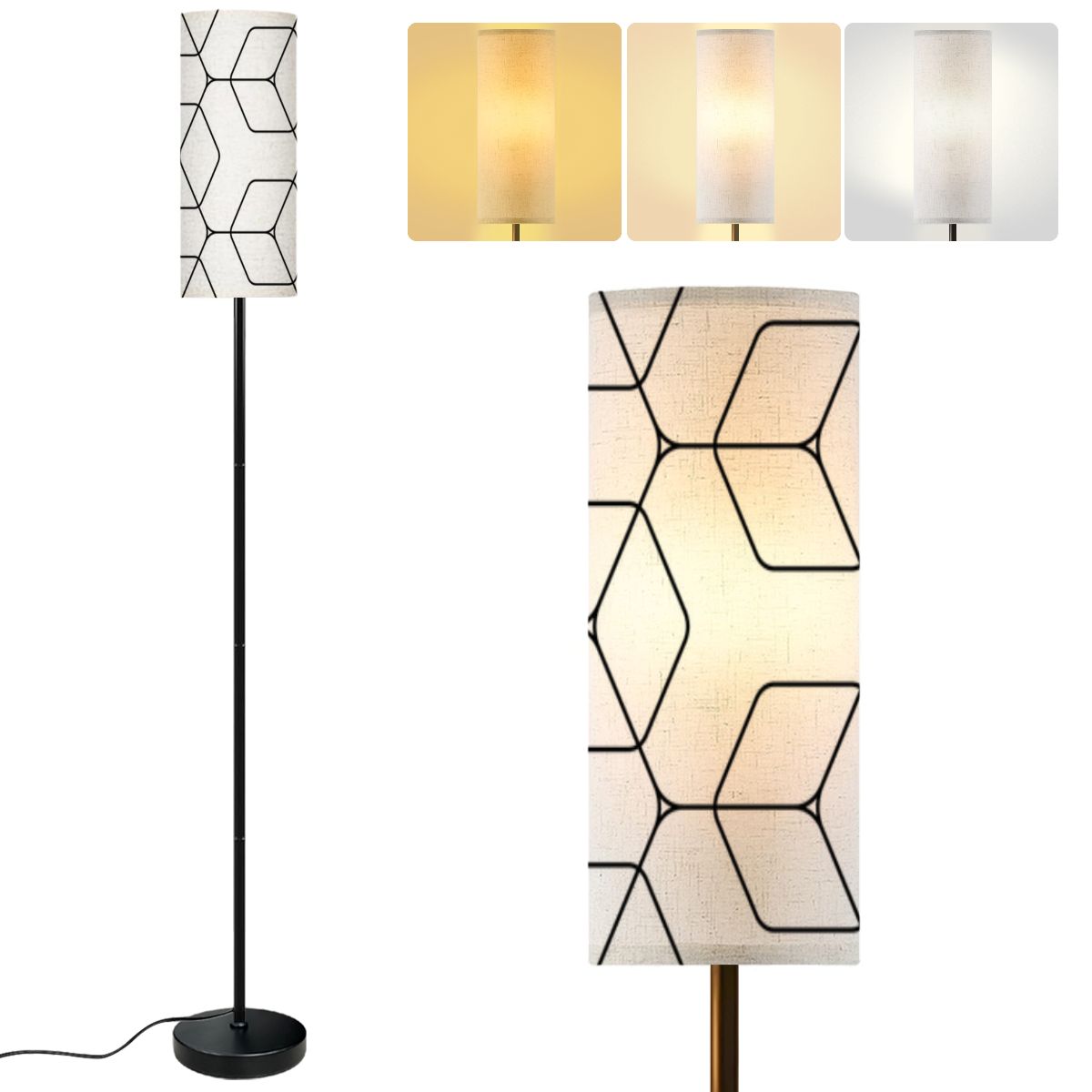 Modern Standing Floor Lamp Seamless Honeycomb Geometry hexagon Flat ...