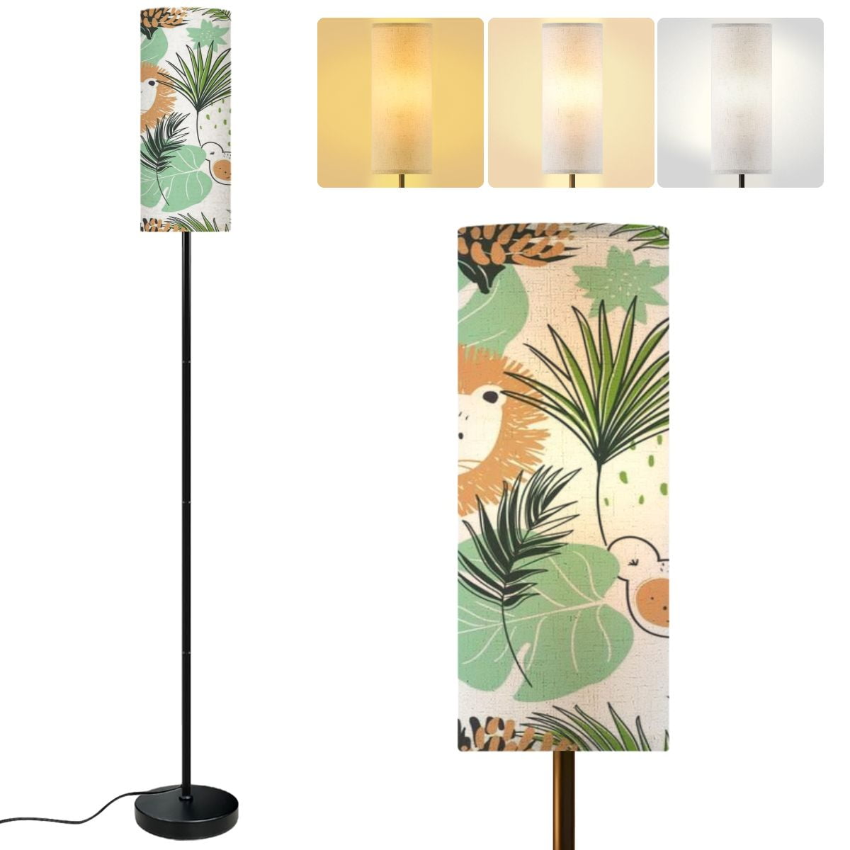 Modern Standing Floor Lamp Seamless Jungle animals Hand drawn For kids ...