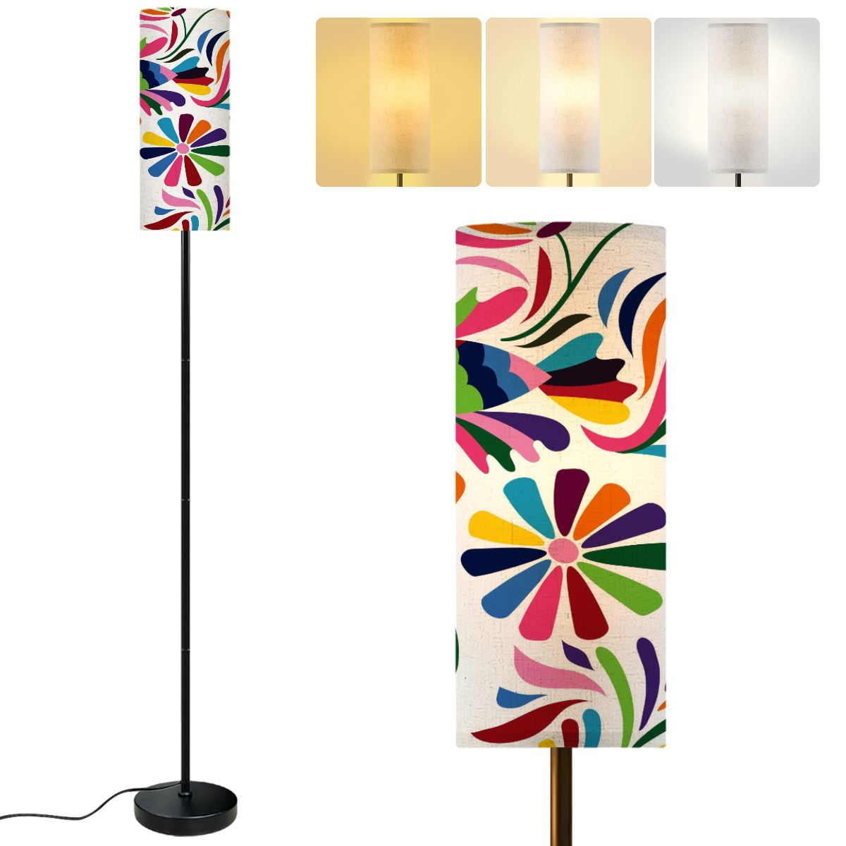 Modern Standing Floor Lamp Seamless Otomi Style Mexican Pattern Bright ...